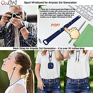 COOLTHAT  5 in One New Button Design Secured Lock Airpods 3 Case, 360° Protective Case (Upgrade in Jan. 2022) for Airpod 3rd Generation Charging Case, Supports Wireless Charging (Navy Blue)