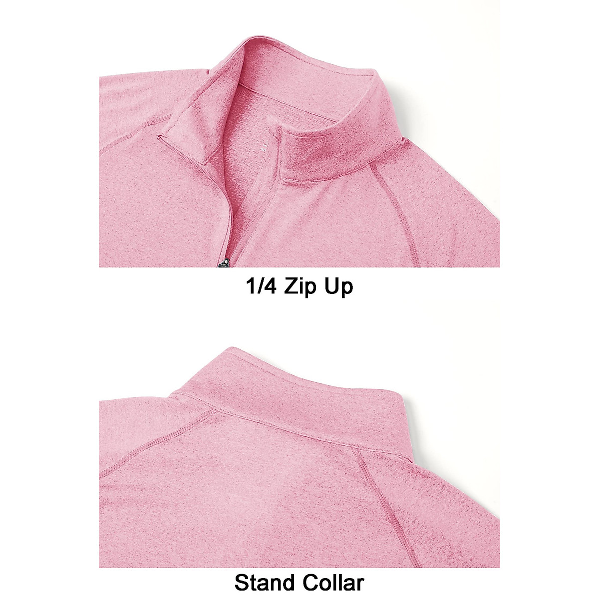 MAGCOMSEN Long Sleeve Shirts for Men Quarter Zip Pullover Mens Lightweight Golf Pullover Shirts Dry Fit Shirt Sweatshirt Pink,L