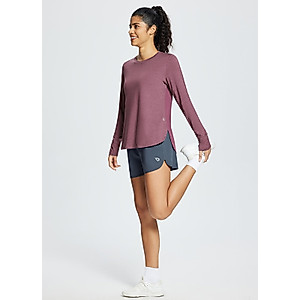 baleaf Women's Long Sleeve Running Shirts Workout Athletic Tops Quick Dry Lightweight UPF 50+ Purple M