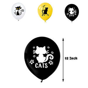 Black Cat Party Decorations Set Inlcudes Black Cat Happy Birthday Banner, Cake Topper, Cupcake Topper, Ballloons for Kids Cat Birthday Party Supplies