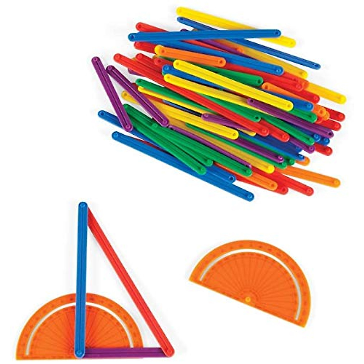 hand2mind AngLegs Geometry Set with 2 Protractors, Explore Angles, Shapes, and Geometry, Triangle Geometry, Math Manipulatives, Shape Geometry, Geometry Resource, Montessori Math (Sets of 72)