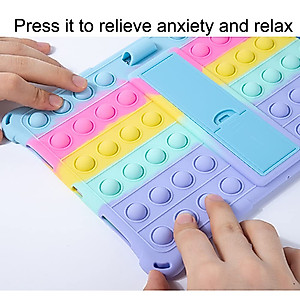 ALHBEJT Tablet Case for Lenovo/Huawei Universal 10.1inch Case Soft Anti-Stress Silicone Case Cover with Stand Lanyard Pen for Lenovo/Huawei Pop Anxiety Relief Fidgets(Colorful Light Blue)