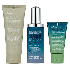 BioClarity 3-Step Ultra Calming Routine for Redness-Prone Skin | 100% Vegan | Gentle Clean and Hydrate Face | Contains Cucuber, Green Tea, Chamomile, Floralux, Vitamin B3, Lentil, Argan, Olive