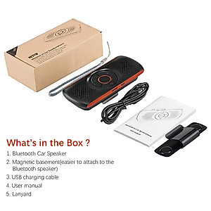 NETVIP Bluetooth Handsfree Speakerphone for Cell Phone, Wireless Car Kit Music Player Adapter with Back-Clip Portable Bluetooth Speaker for Home/Sport/Outdoor, Work with Siri/Google Assistant/TF Card