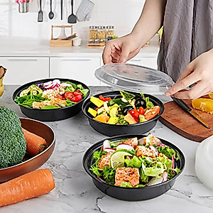 MUCHII [50 Pack Meal Prep Container, 24 oz Round To Go Containers with Lids, Plastic Containers for Food Microwave and Freezer Safe.