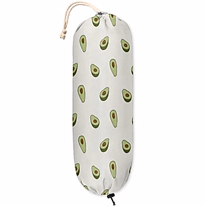 Fruit Avocado Plastic Bag Holder, Avocado Pattern Grocery Bag Storage Holder Hanging Garbage Shopping Bag Trash Bags Organizer for Kitchen Home