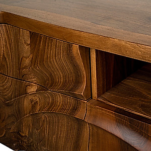 Angora Zara TV Unit - Mid Century Modern Style | 100% Black Walnut Wood Entertainment Stand for TVs up to 80 Inches | Natural Walnut Wood Furniture Made in Turkey