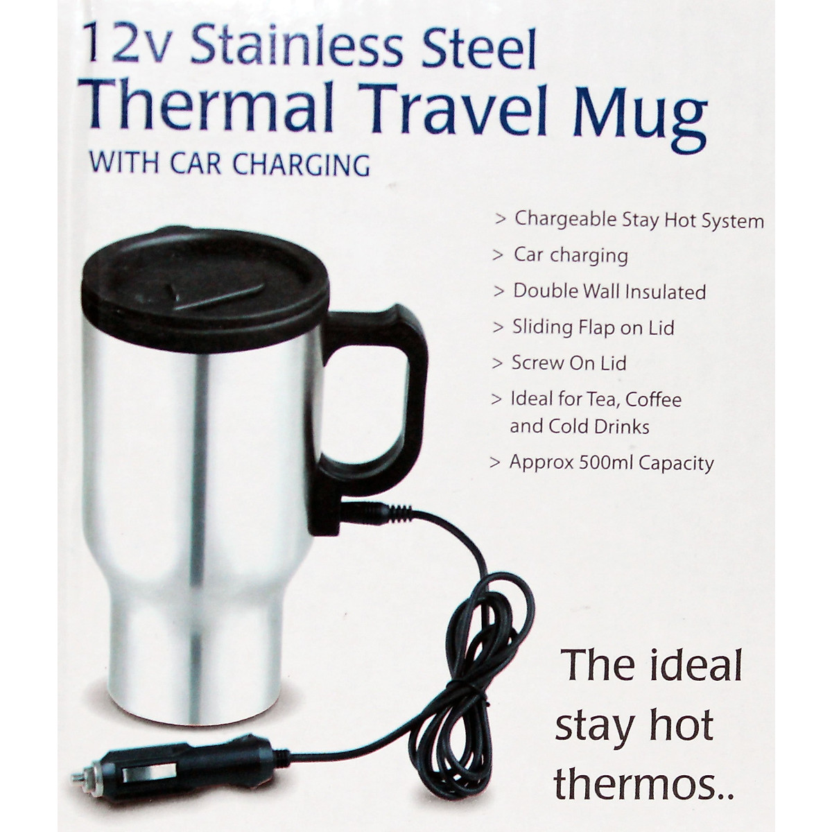 Heated Stainless Steel Mug Car Coffee Cup With Charger