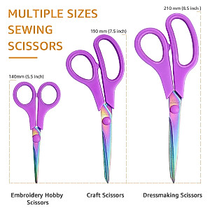 eZAKKA Scissors, Fabric Scissors Sewing Scissors Craft Scissors Heavy Duty Right Handed Scissors Set for Arts, Home, Office