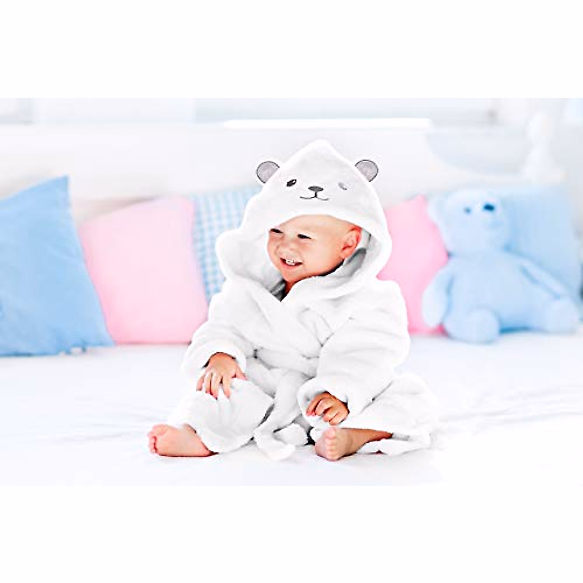HIPHOP PANDA Baby Animal Face Robe Viscose Derived From Bamboo for 0-9 Months - 2 Layer Softest Baby Bath Hooded Robe, Bear