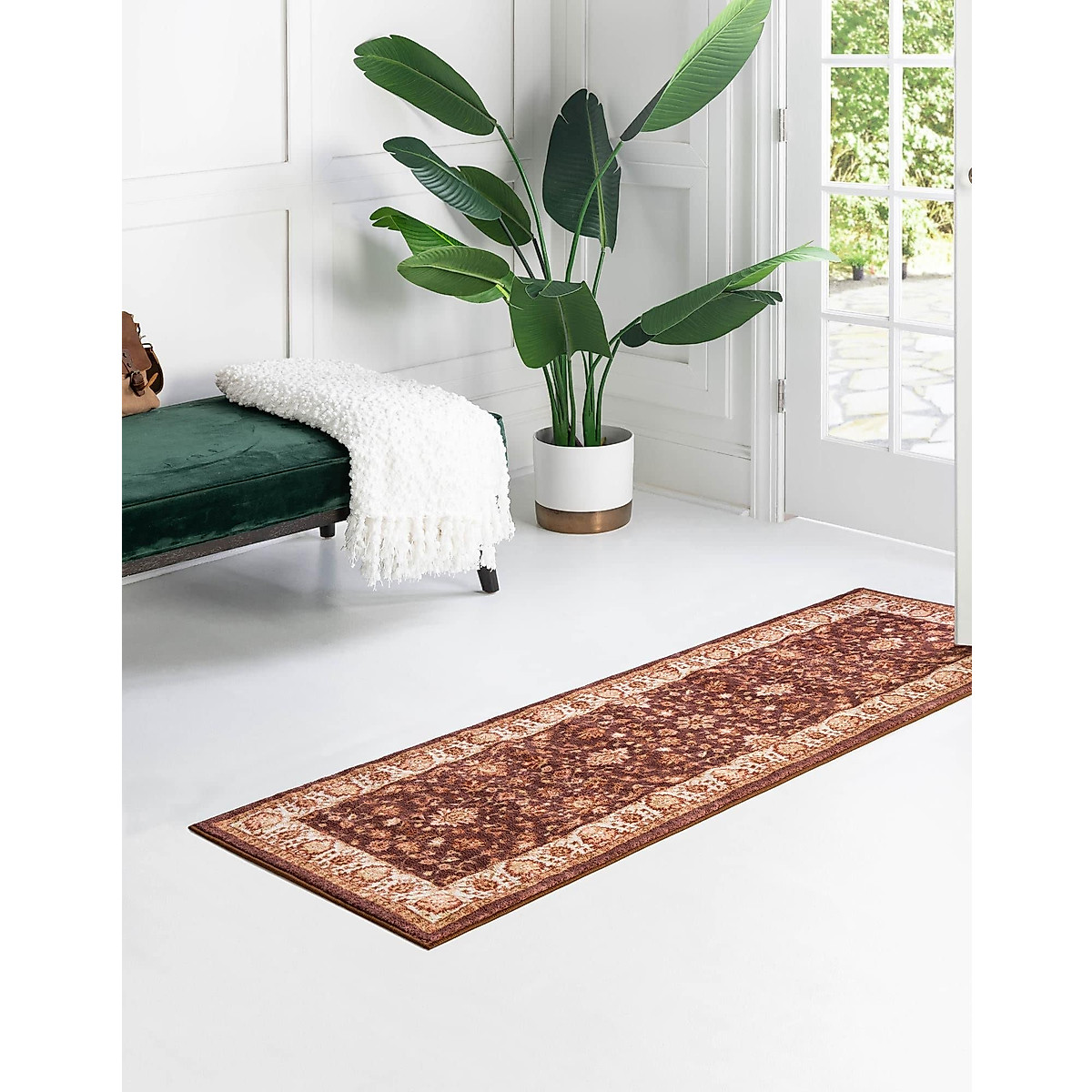 Rugs.com Medina Collection Rug – 5 Ft Runner Coffee Brown Medium Rug Perfect for Hallways, Entryways