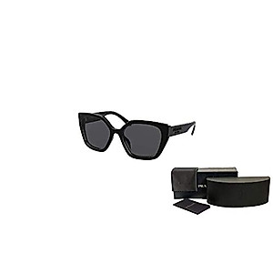 Prada PR24XS 1AB5Z1 52MM Black/Polar Grey Polarized Rectangle Sunglasses for Women + BUNDLE with Designer iWear Complimentary Eyewear Kit
