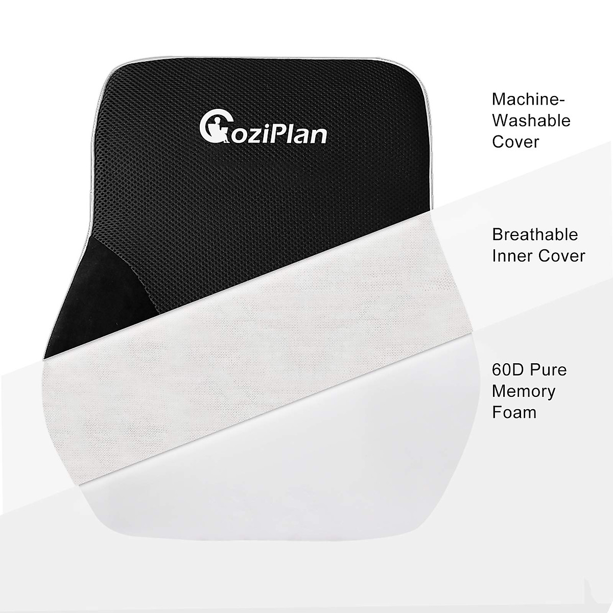 CoziPlan Lumbar Support Pillow for Office Chair - Support Version (Firm), Memory Foam Back Cushion for Chair and Car, with Non-Slip Back and Two Adjustable Belts…