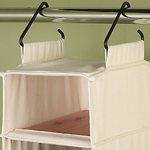Household Essentials 3328-1 Cotton Canvas Hanging Closet Shoe Organizer | 10-Shelf | Natural