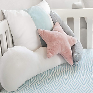 Oilo Pink Chenille Pillow - 10x20 inches - Plush Fill - Baby Girl Decor, White Cloud - Soft Throw Pillow for Kids Room, Machine Washable