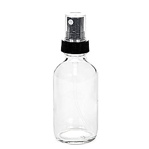 Vivaplex, 12, Clear, 1 oz Glass Bottles, with Black Fine Mist Sprayers