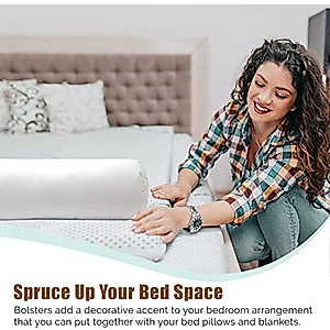 Pillowflex Bolster Pillow - 8" x 20" - Plush Polyester-Filled Insert for Decorative Shams - Comes in a Poly-Cotton Shell - Odorless, Lint, and Dust-Free, No Lumps Stuffing for Pillows (White, Round)