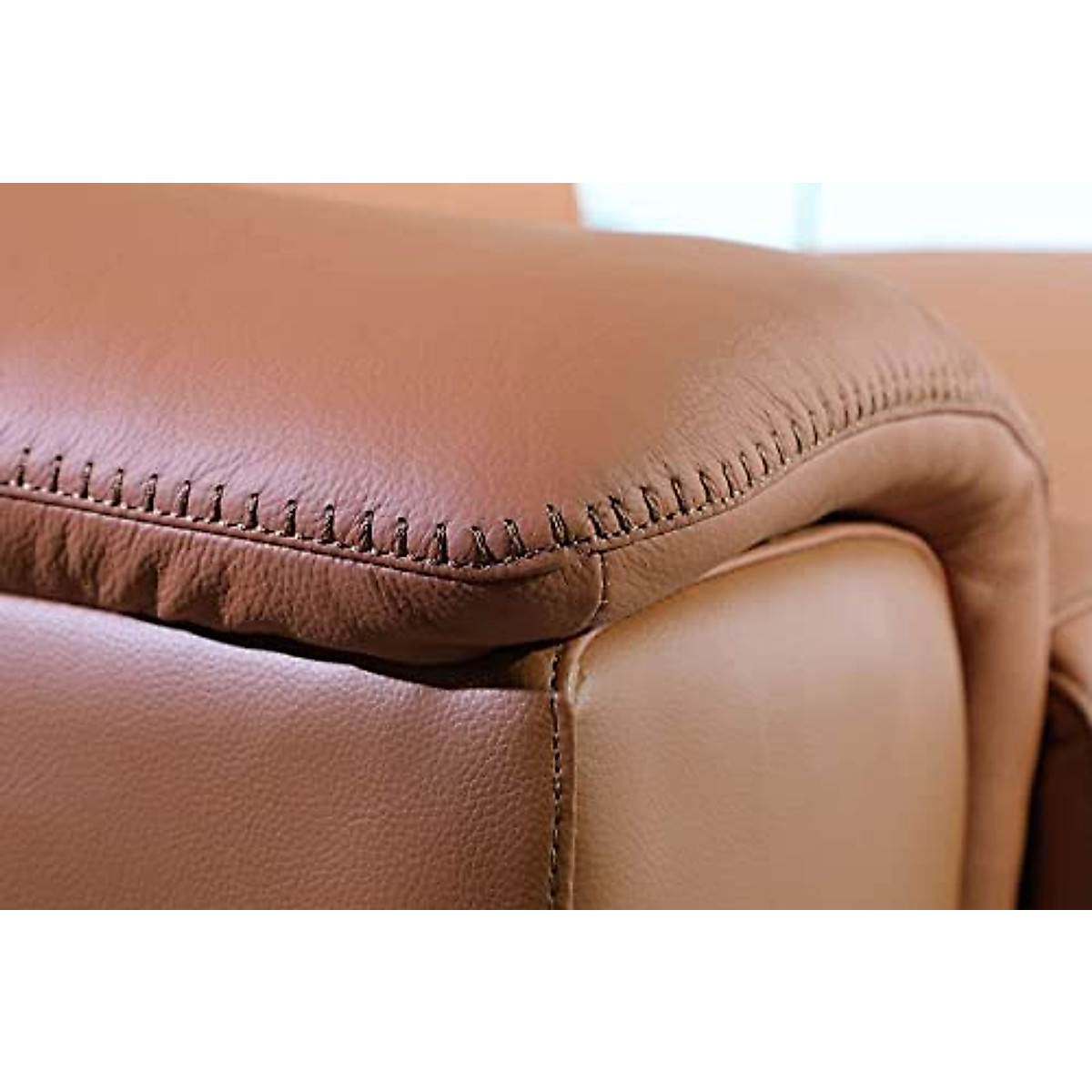 Blackjack Furniture Venice 8 Piece Sectional Sofa with 4-Power Recliners, Features Adjustable Headrest, Lumbar Support, USB and Wireless Charging Station, Extra Large Storage, 2 Consoles, Camel