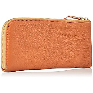 Peanuts No.73260 Snoopy Wallet, Women's, Men's, Genuine Leather, Cowhide Leather, Zipper, L-Shaped, Thin, Long Wallet, Camel