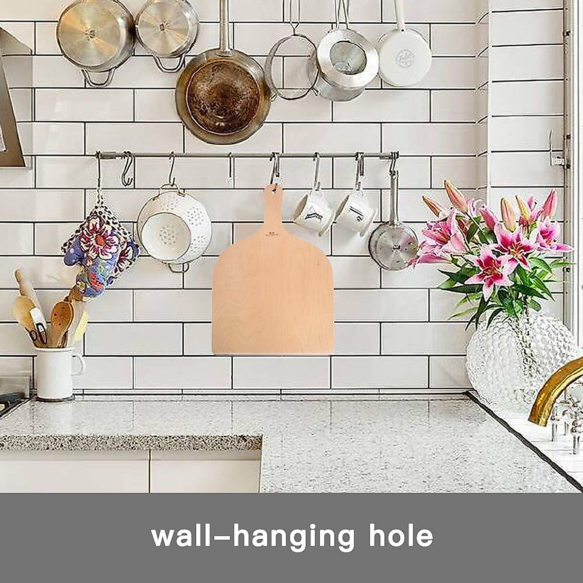 2-Piece Wood Pizza Peel, Large Pizza Paddle Set for Pizza stone,Oven or Grill, Pizza Spatula for Transferring Breads & Pizzas into and out of a Hot Oven Swiftly