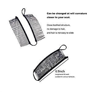 Banana Hair Clips 40 Combs Stretch & Adjust, Comfy, Damage & Crease-Free All-Day Hold for Natural Curly Thick Wavy Hair Ponytail Style(Black,large)