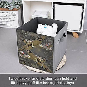 Watercolour Grunge and Splatter PU Leather Collapsible Storage Bins Canvas Cube Organizer Basket with Handles