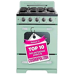 Unique Appliances UGP-24CR LG Classic Retro Freestanding Gas Convection Oven Light, Range with 4 Burners, 24", Summer Mint Green