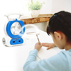 iMounTEK Mini Portable Cooling Rechargeable Electric Powered Small Quiet Desktop Table Fan W/ 22 LED Desk Lamp/Light & Powerful LED Flashlight (Blue)