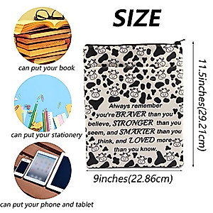 WSNANG Cow Gifts for Cowgirl Cow Book Sleeve with Zipper Cow Lovers Gift Cow Book Covers for Paperback Book Protector Gift Farm Animal Lovers Gift (Cow BS)