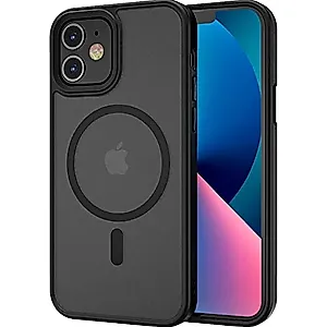 Tigowos Magnetic Case for iPhone11 Case [10FT-Grade Drop Tested & Compatible with MagSafe] Translucent Anti-Fingerprint Anti Shockproof Protective Shell 6.1 Inch, Black
