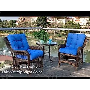 QILLOWAY Outdoor Seat/Back Chair Cushion Tufted Pillow, Spring/Summer Seasonal Replacement Cushions - Pack of 4 (Marine Blue)