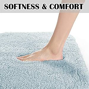 Suchtale Bathroom Rug Non Slip Bath Mat for Bathroom (16 x 24, Light Blue) Water Absorbent Soft Microfiber Shaggy Bathroom Mat Machine Washable Bath Rug for Bathroom Thick Plush Rugs for Shower