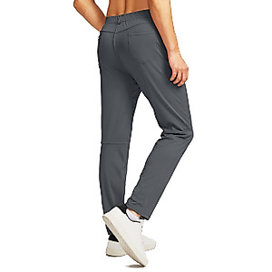 Men's Stretch Golf Pants with 6 Pockets Slim Fit Dress Pants for Men Travel Casual Work (Ink Grey, L)