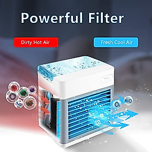 Geohee Portable Air Conditioner,Quiet Personal Air Conditioner Fan,3-Speeds Air Cooler Mini Air Conditioner Fan Desktop Cooling Fan for Office and Home, Grey&White