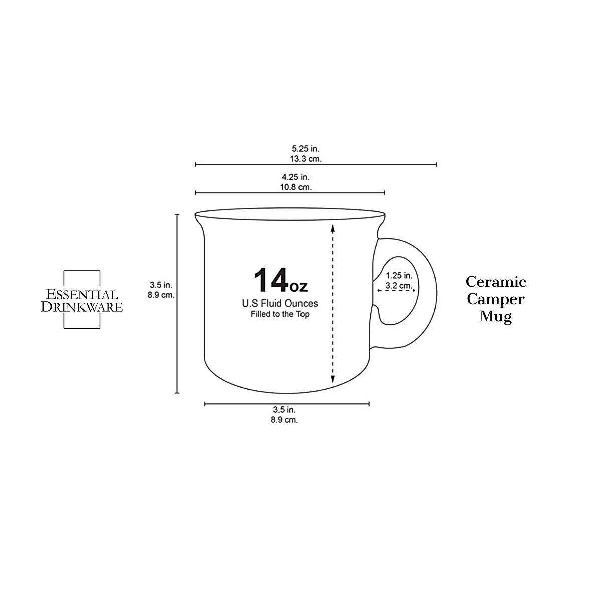 Essential Drinkware 14oz Ceramic Campfire Coffee Mug (Set of 4), Red with Speckled Finish - Durable Thick Walled Camping Style Cup for Outdoors or Home