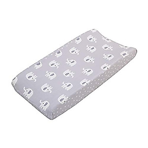 Little Love by NoJo"Dream Big Little One" Grey and White Elephants 2 Piece Super Soft Changing Pad Covers, 16x32x6 Inch (2 Count)