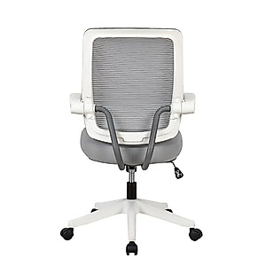 Home Office Desk Chair with Flip Up Armrest, Lumbar Support, Soft Sponge Seat, Breathable Mesh Mid Back Computer Chair, Swivel Task Chair, 300LBS Weight Capacity, Grey