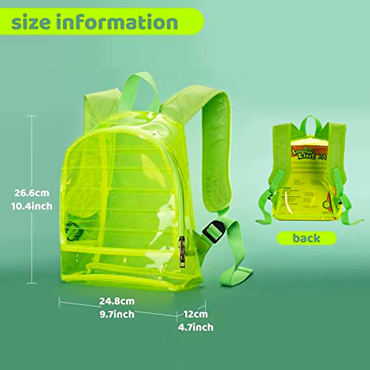 CCelia's Small Clear Backpack For Kids, Preschool Clear backpack For Toddlers, Transparent Backpack For Beach, Highlight Yellow