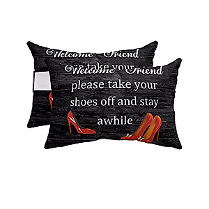 Outdoor Pillow for Recliner Lounge Chair Headrest, Red High Heels Waterproof Lumbar/Head Pillow with Adjustable Elastic Stripe for Patio,Office,Beach,Pool,Car Seat Vintage Wooden Board