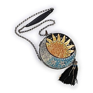 Mary Frances Day To Night Celestial Sun and Moon Beaded Round Crossbody Handbag, Multi