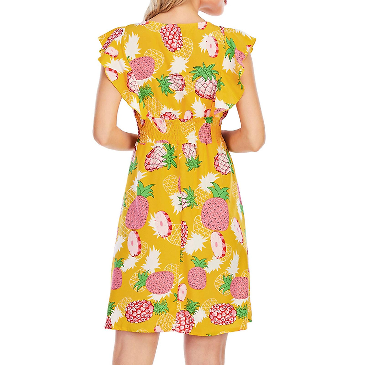 Padaleks Dresses for Women Casual Summer Chiffon Floral Printed Sleeveless Party Mini Dress Ruffle Beach Sundress