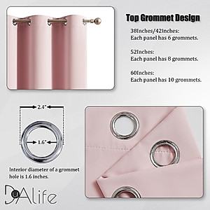 DUALIFE Baby Pink Curtains 45 Inch Length for Kids Room Thermal Insulated Blackout Curtain for Nursery Small Short Window Drape Grommet 52 x 45 Inches Long