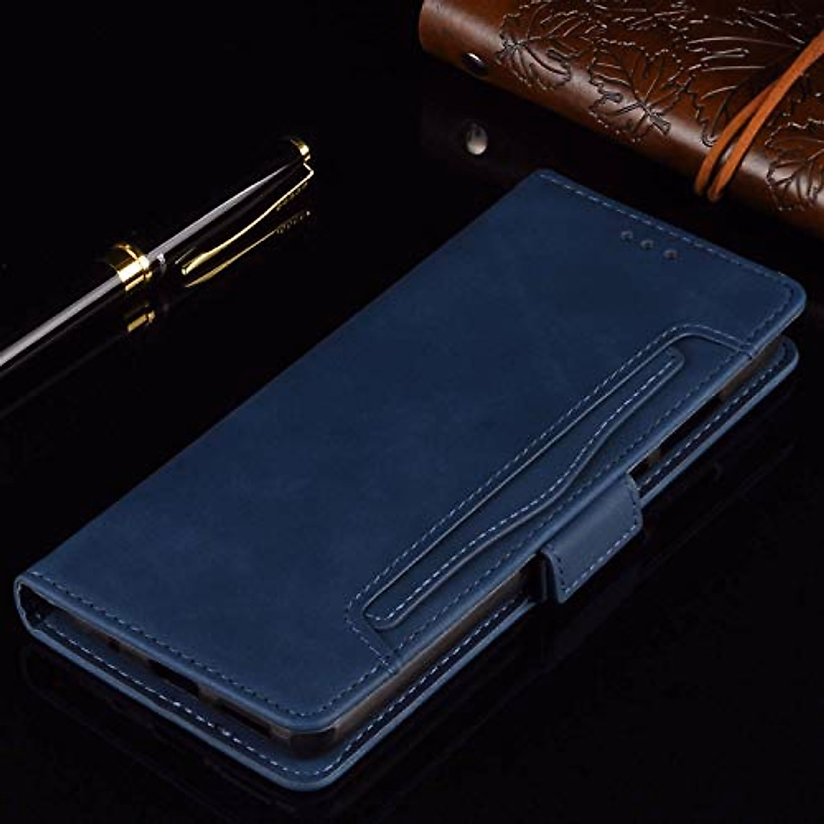 HualuBro HTC U20 5G Case, Magnetic Full Body Protection Shockproof Flip Leather Wallet Case Cover with Card Slot Holder for HTC U20 5G Phone Case (Blue)