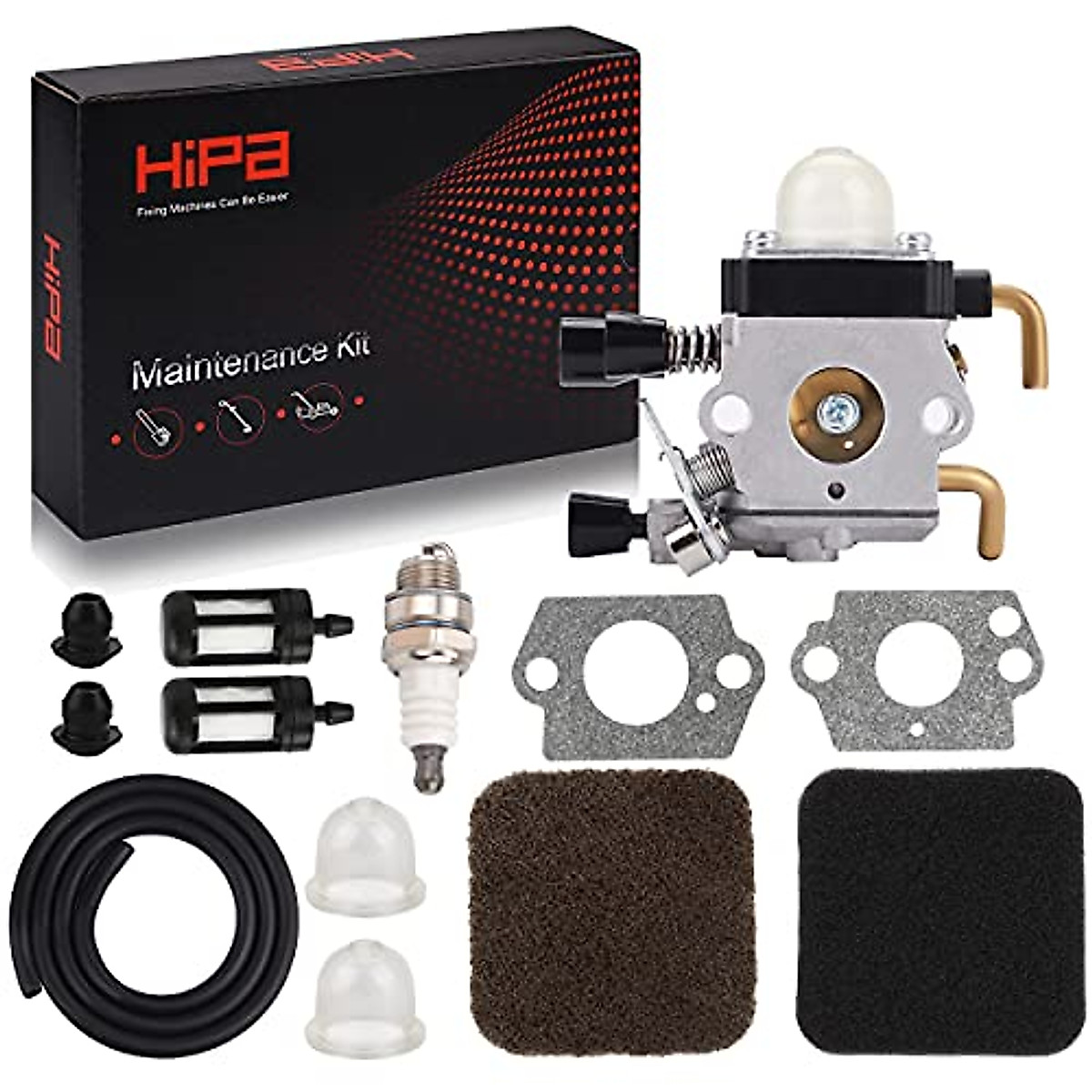 Hipa FS80R Carburetor for STHIL FS85 FS85R FS80 FS72 FS74 FS75 FS76 FS85RX HS72 HS74 HS75 HS76 HS80 HS85 HL75 FH75 FC75 FC85 KM80 HT70 HT75 String Trimmer Weedeater w Maintenance Kit