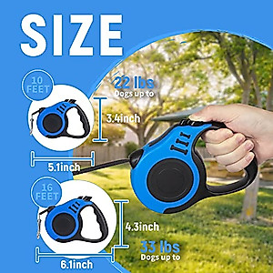 LIEVUIKEN Retractable Dog Leash Automatic Telescopic Tractor Dog Tape, Pet Tape 10/16 FT Durable and Convenient, with Non-Slip Handle, Suitable for Small and Medium-Sized Dogs Blue