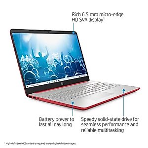 HP Newest 15.6" HD Laptop Computer, Intel Quad-core Pentium Processor, 16GB RAM, 1TB SSD, Office 365 1-Year, Numeric Pad, Webcam, Ethernet, Wi-Fi, Bluetooth, Windows 11 Home(S Mode), Red, /Battery