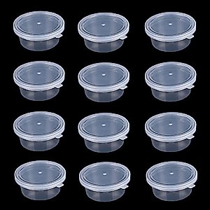 UUYYEO 24 Pcs Clear Plastic Slime Storage Containers Foam Ball Storage Cups Round Plastic Boxes Small Transparent Jars with Lids Craft Making Supplies