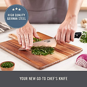 DASH Zakarian 7" Chef Knife, High Carbon German Stainless Steel Kitchen Knife with Sheath, Black