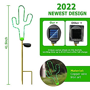 Outdoor Solar Garden Lights, 2 Pack Solar Cactus Walkway Lamp Solar Pathway Light Waterproof Yard Lights Decorative Sparkles Stake Landscape Light for Garden Pathway Lawn Patio Decor
