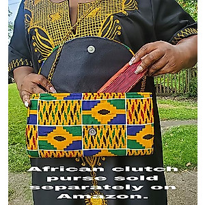 African Fabric Folding Fan/Church fan/Ankara fan/Leather folding fan/Wedding fan/Sport fan/Red African fan/Pouch Included!
